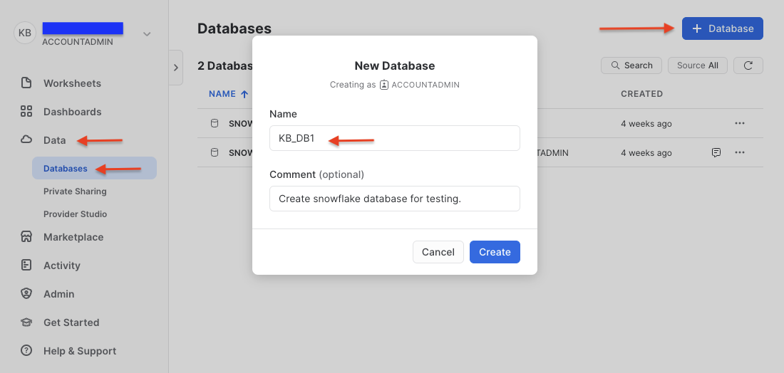 Create database, schema, table then grant permission to Snowflake user ... Create database, schema, table then grant permission to Snowflake user ...