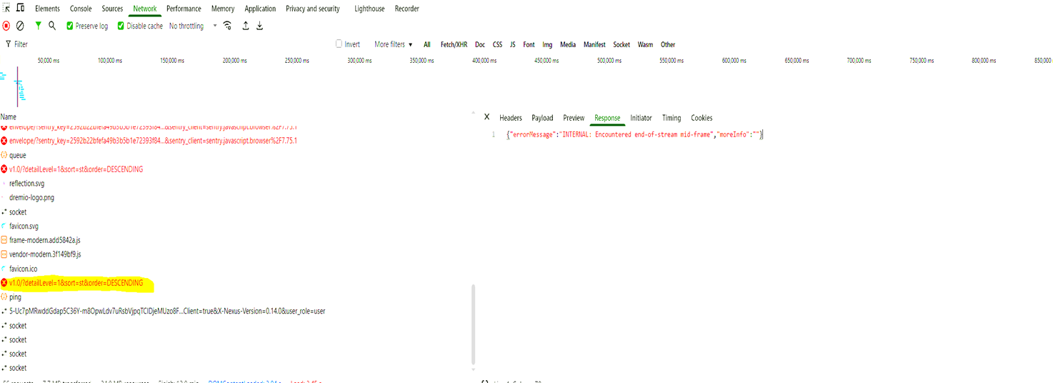 Dremio UI Unusable after Upgrade INTERNAL: Encountered end-of-stream ...