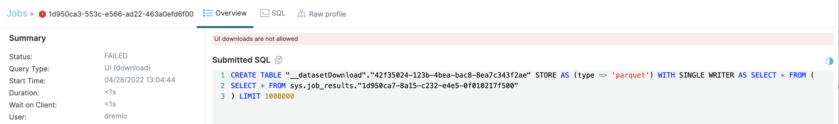 How to disable query downloads in Dremio – Dremio Support
